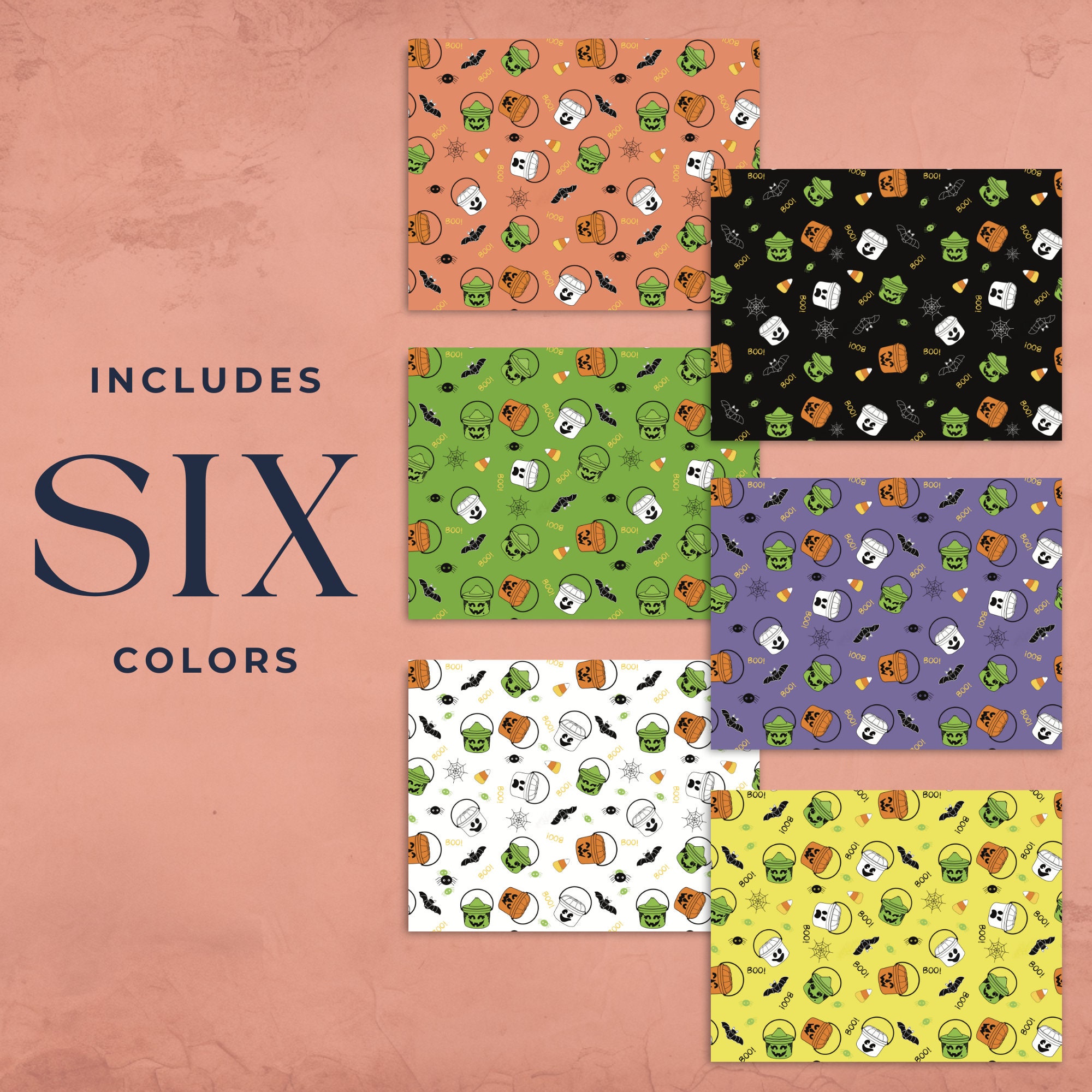 Halloween Boo Candy Bucket Digital Paper, Pumpkin Ghost Witch Candy ...