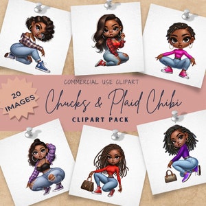 20 Chic Chibi in Chucks PNG INSTANT DOWNLOAD- Fashionable, Instant Download, Clipart, Printable ...