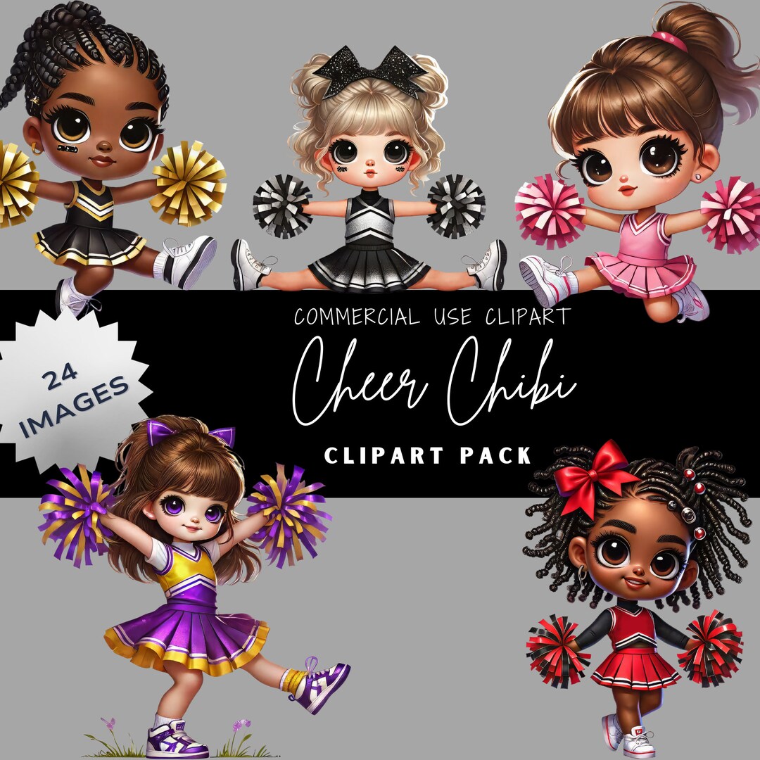 Cheerleader Chibi Clipart: Girl Team Graphics (digital Artwork) - Etsy