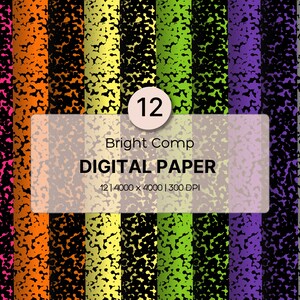 Composition Book Cover Digital Paper: Bright Colors Pattern (digital ...