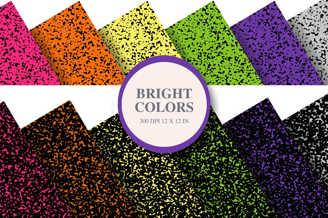 Composition Book Cover Digital Paper: Bright Colors Pattern (digital ...