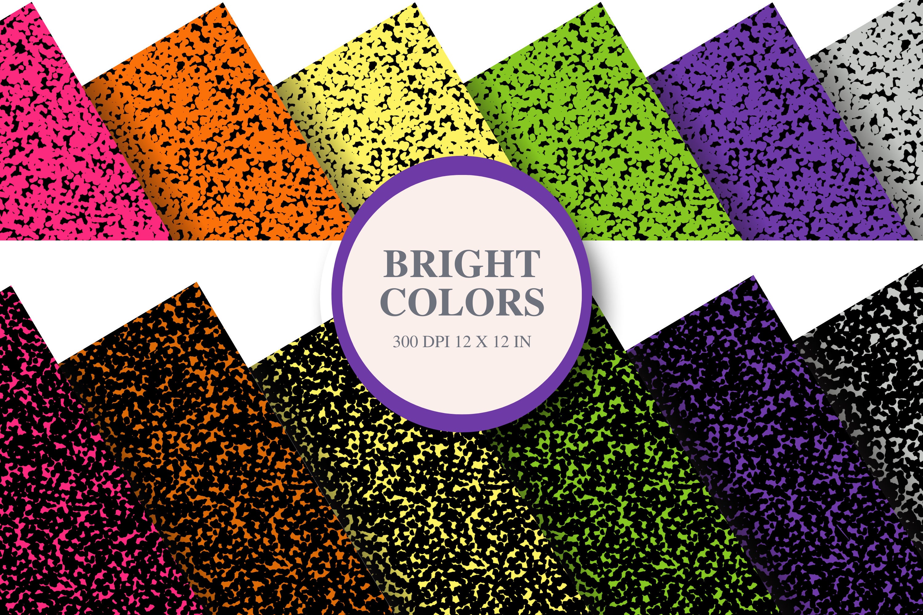 Composition Book Cover Digital Paper: Bright Colors Pattern (digital ...