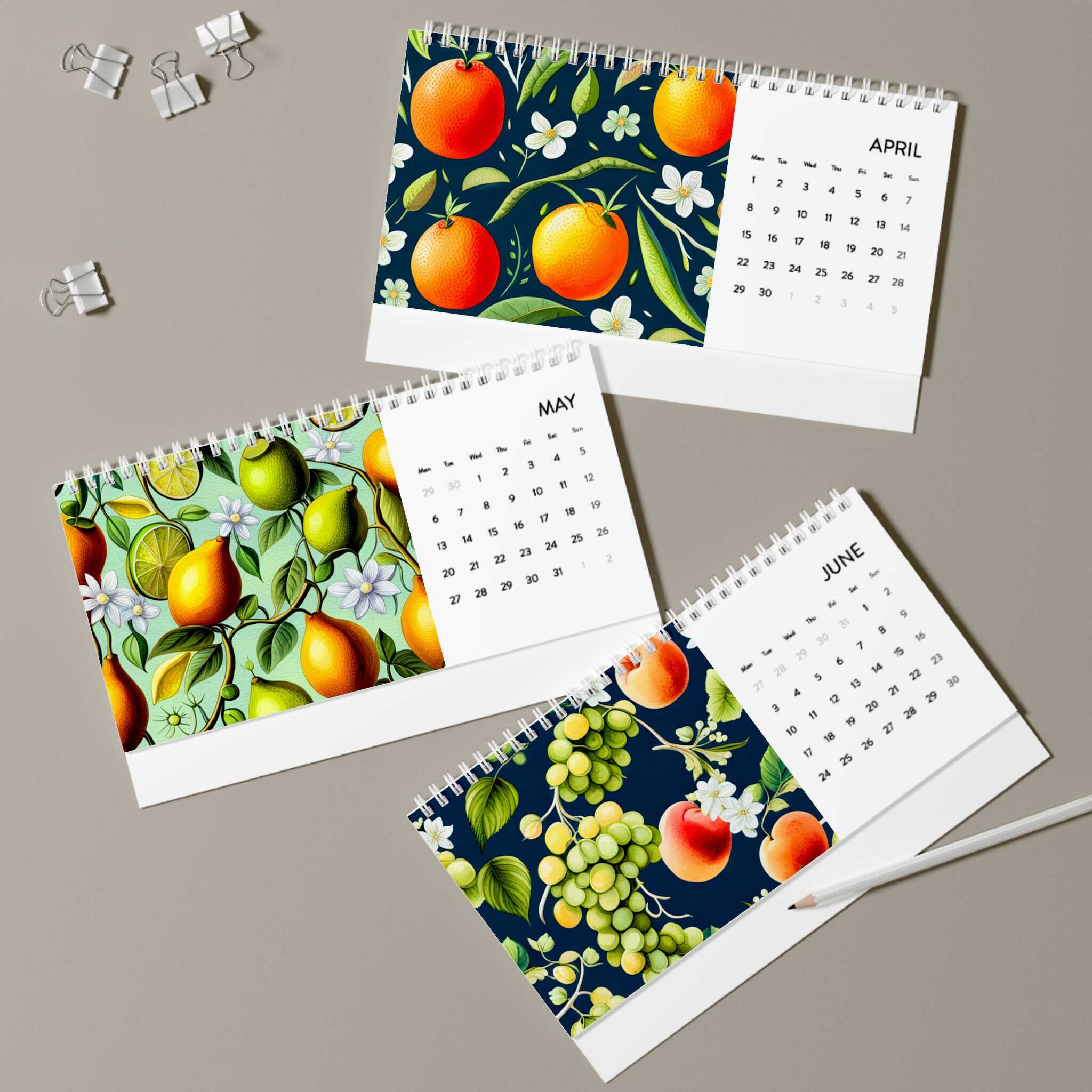 Fruit & Flora 2024 Spiral Desk Calendar - Etsy