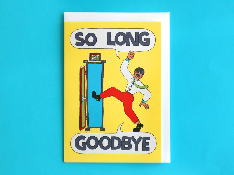 So Long Goodbye Funny Illustrated Exit Resignation Card for Him - Etsy