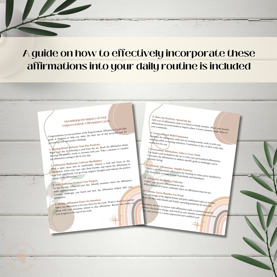 Boho Affirmations Cards Printable Affirmation Deck Positive - Etsy