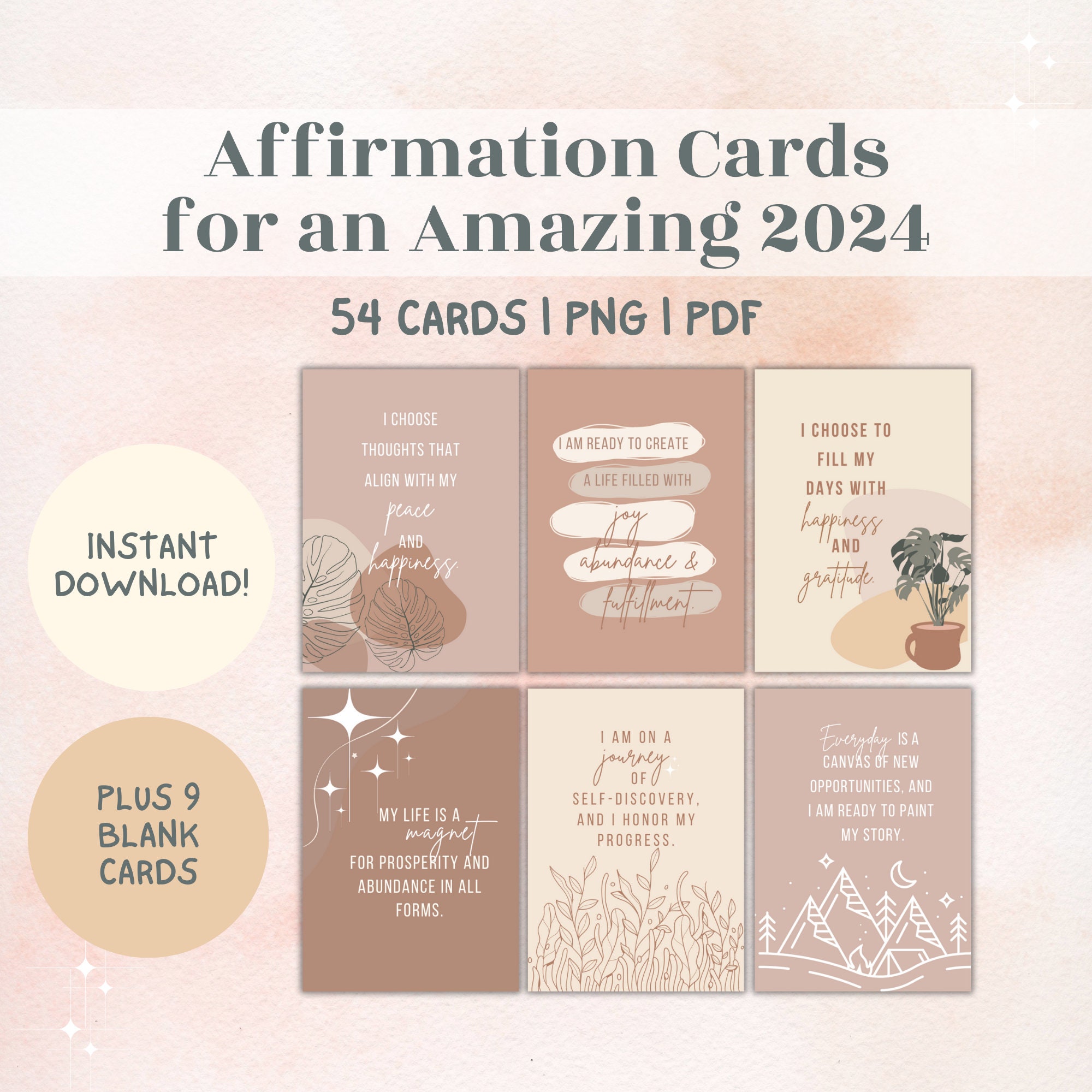 Affirmation Cards Printable, Positive Affirmation Cards, Vision Board Kit, Boho Affirmation Deck ...