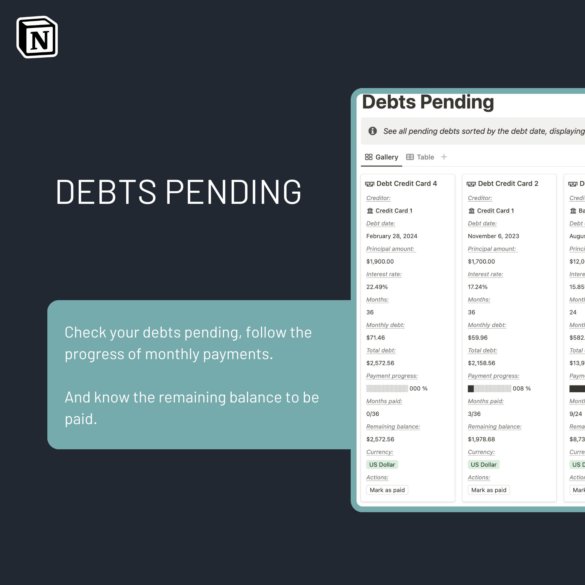 Notion Template, Debt Payoff Tracker, Debt Tracker, Aesthetic Notion ...