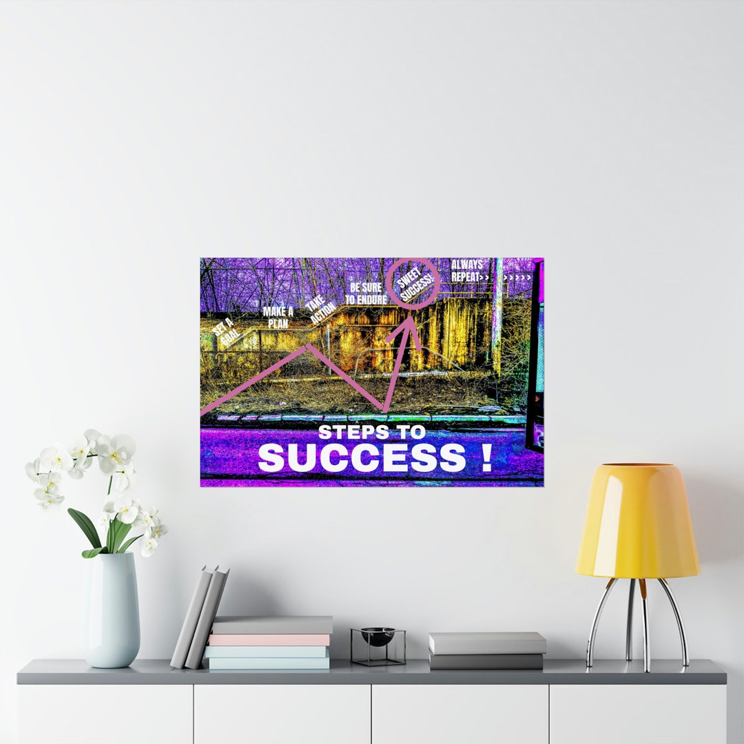 STEPS TO SUCCESS Matte Horizontal Poster, Positive Vibes, Gifts for ...