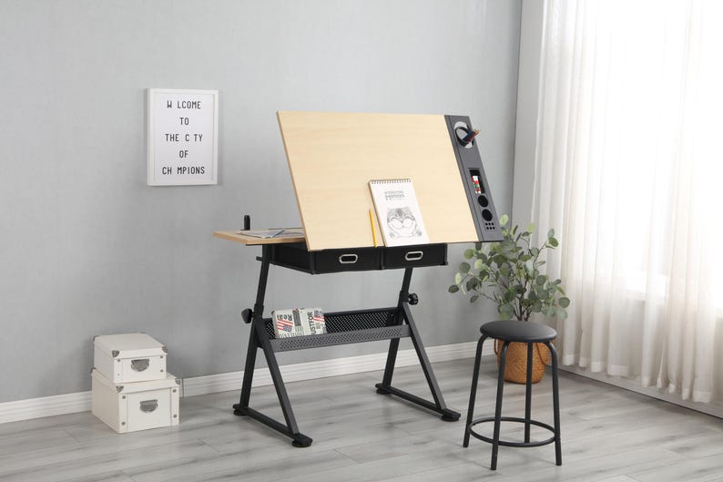 Multi-function Art Workstation, Adjustable Drafting Table, Tilting ...