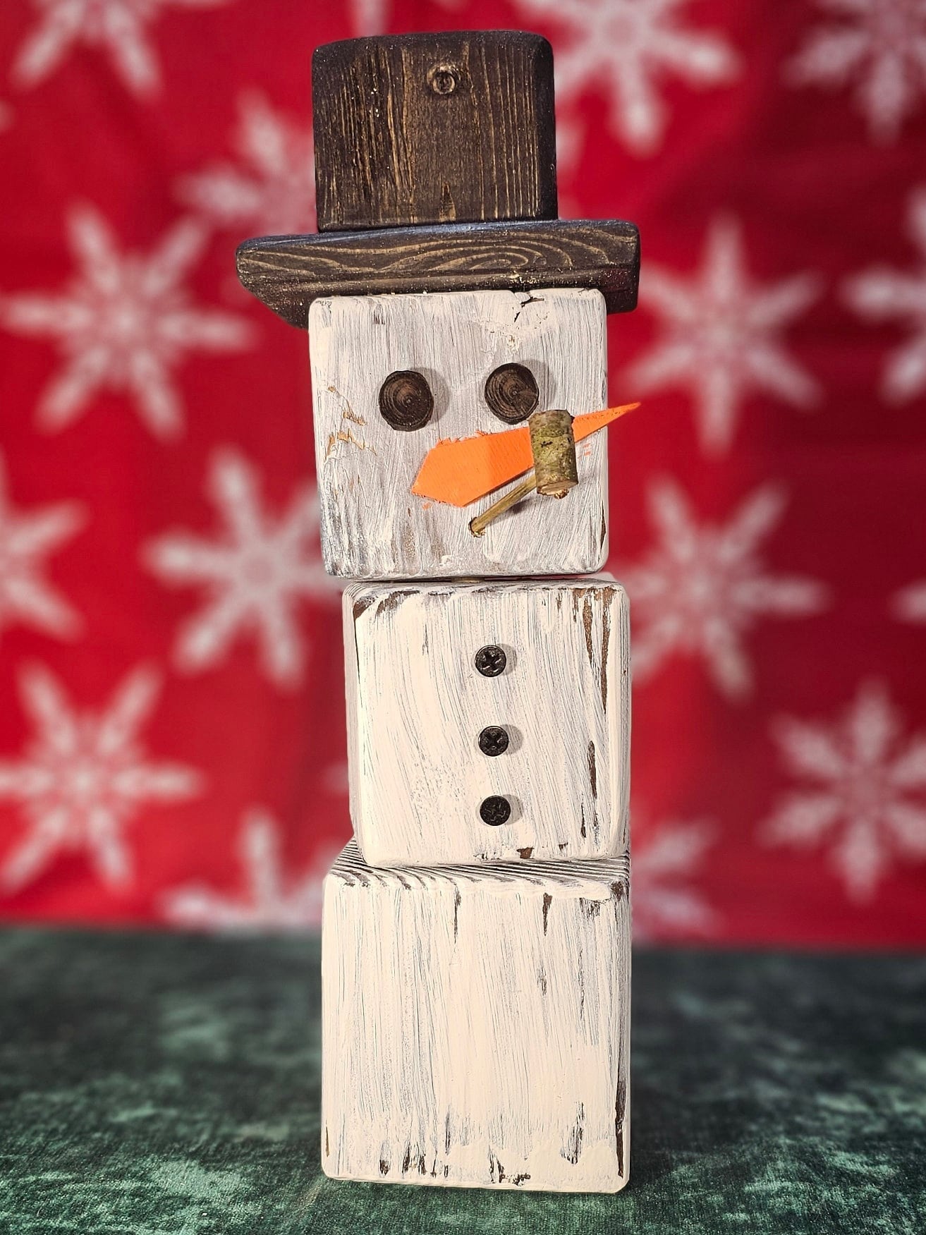 12" Hand-made Rustic Wood Snowman - Etsy