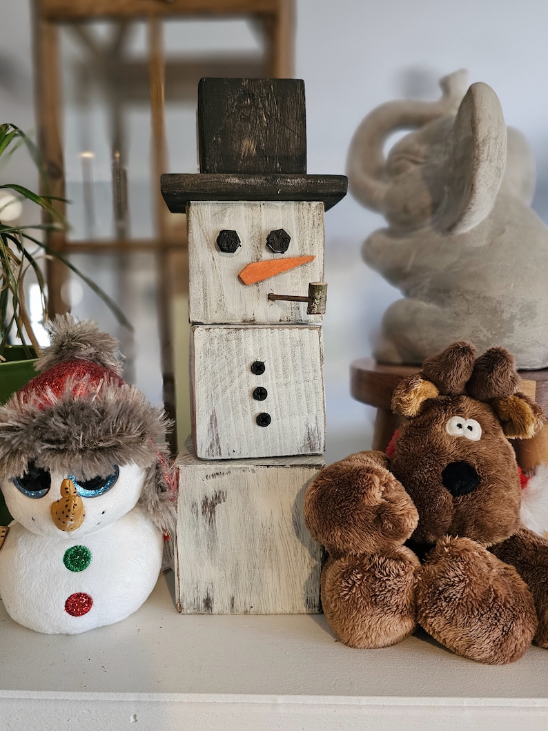 12" Hand-made Rustic Wood Snowman - Etsy