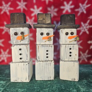 12" Hand-made Rustic Wood Snowman - Etsy