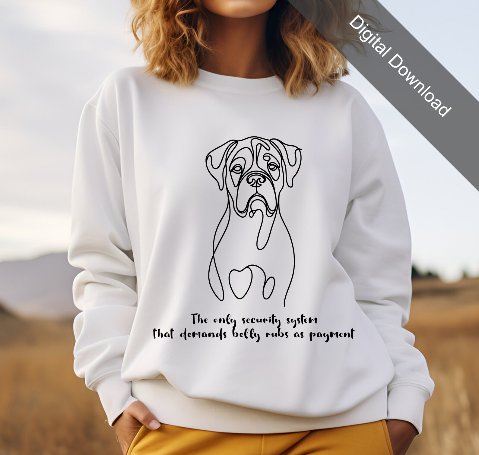 Boxer Line Art SVG File for Dog Lover, Minimalism Digital Art ...