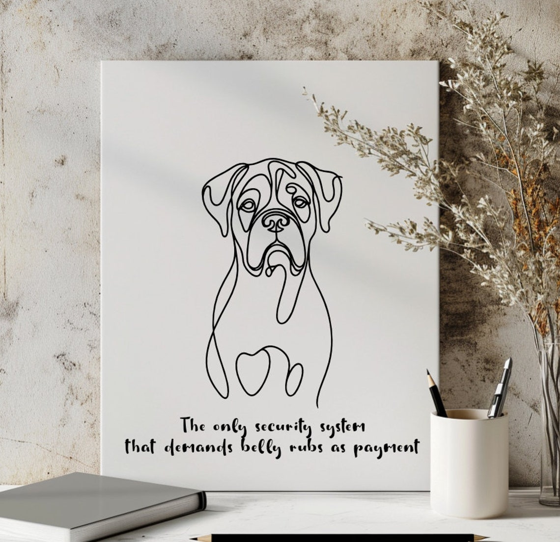 Boxer Line Art SVG File for Dog Lover, Minimalism Digital Art ...
