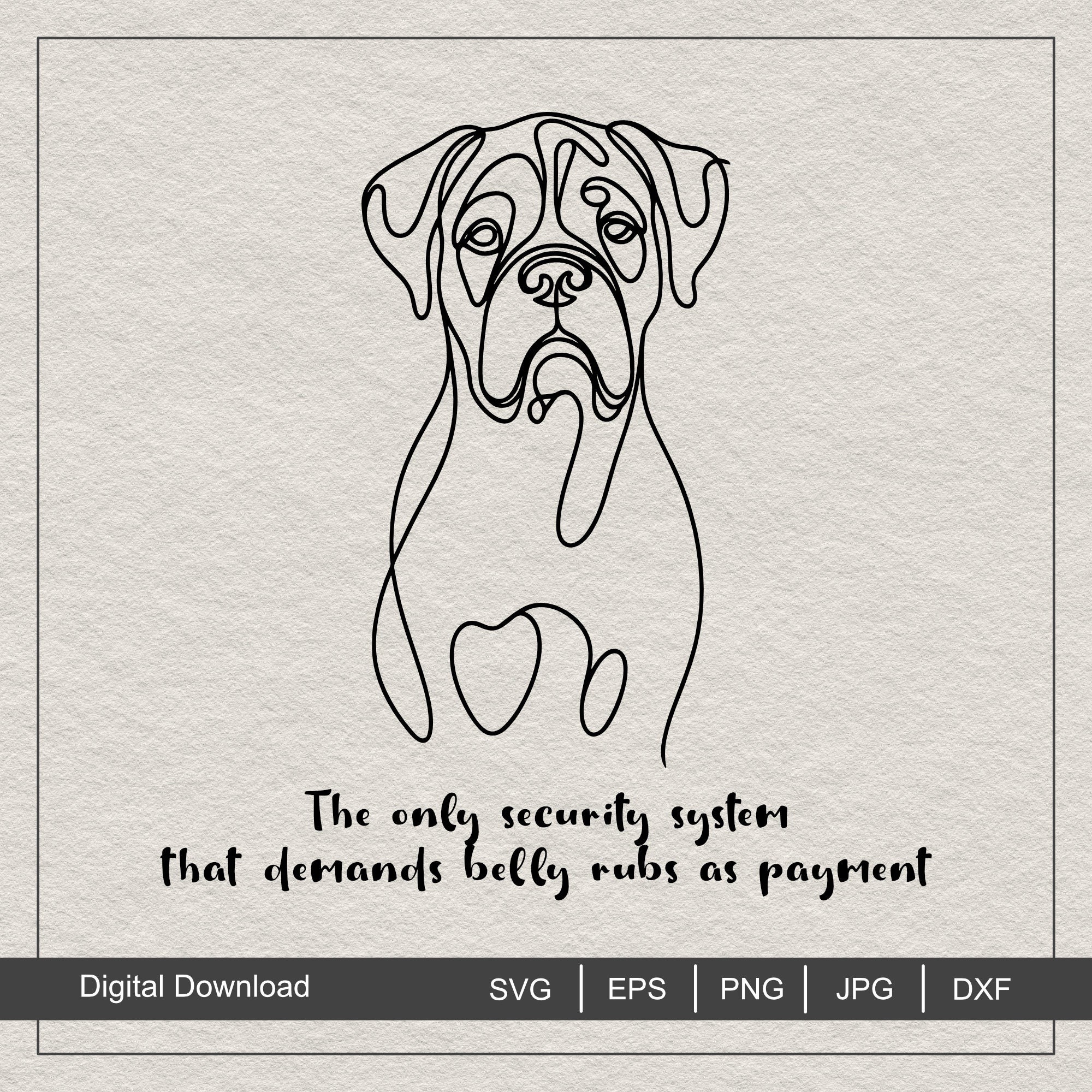 Boxer Line Art SVG File for Dog Lover, Minimalism Digital Art ...