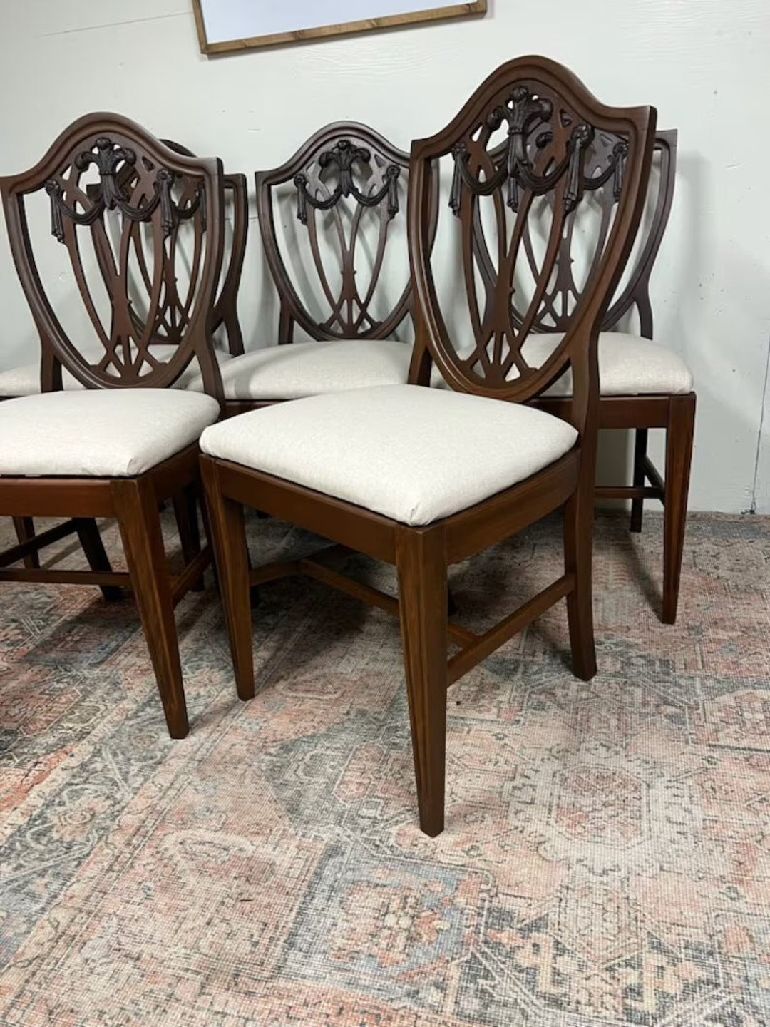 6 Hepplewhite Shield Back Dining Chairs and Duncan Phyfe - Etsy