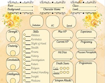 Fall Autumn Mushroom Dungeons and Dragons Character Sheet for Dnd ...