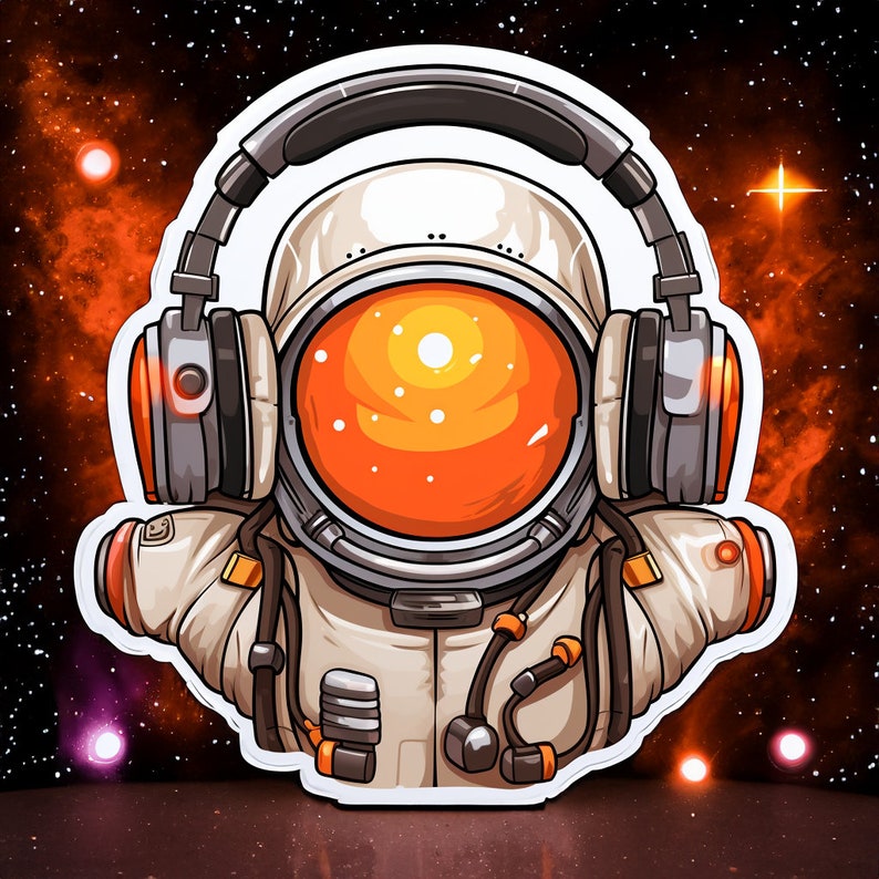 Kiss-cut Sticker: Astronaut Wearing Headphones Sticker - Etsy