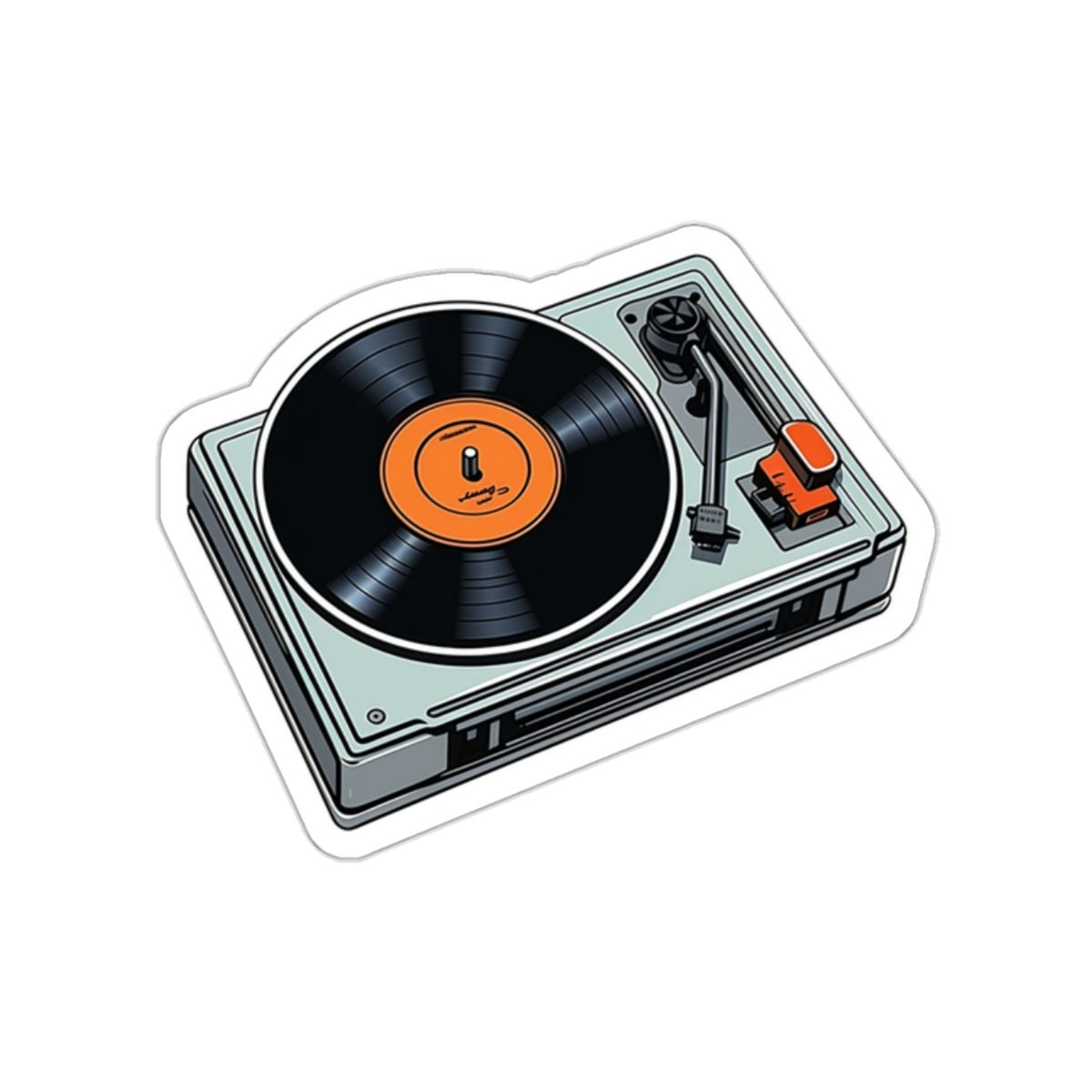 Kiss-cut Sticker: Slick Retro Record Player Sticker - Etsy