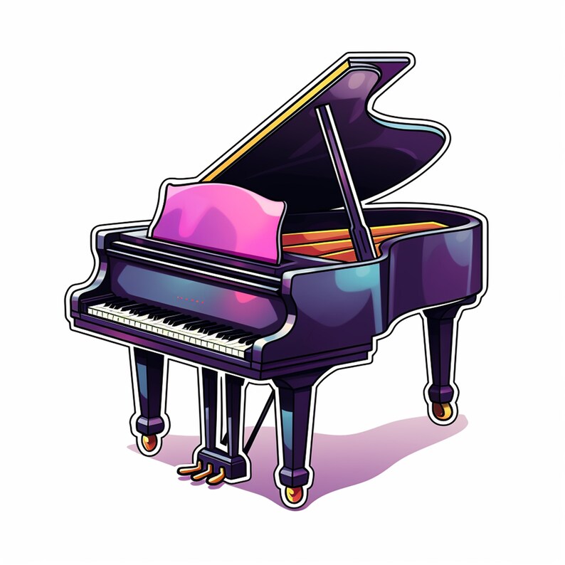 Purple and Blue Grand Piano - Die Cut Sticker - Etsy