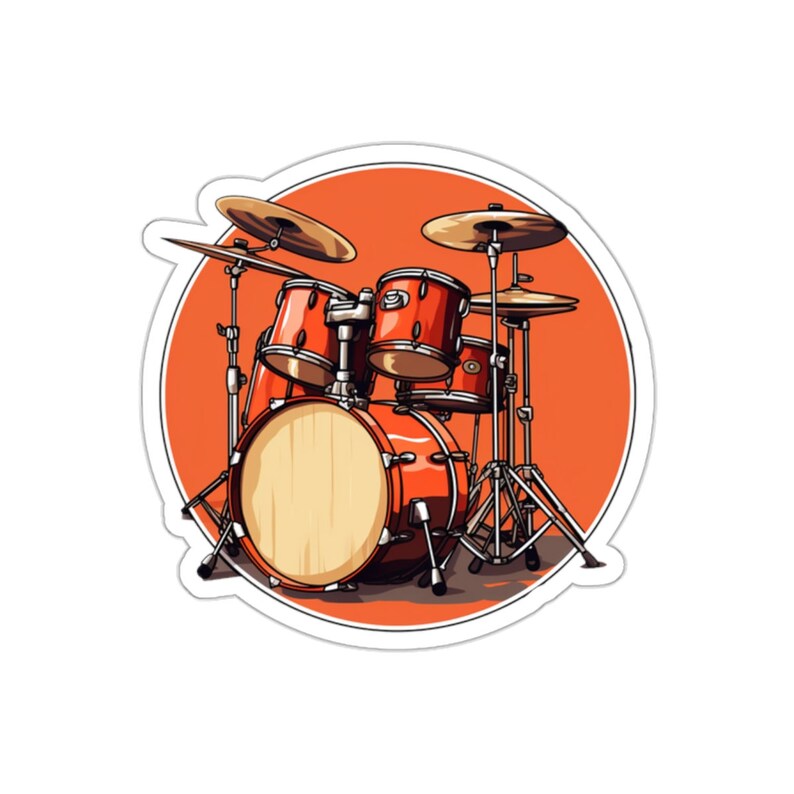 Kiss-cut Sticker: Orange Drum Set Sticker - Etsy