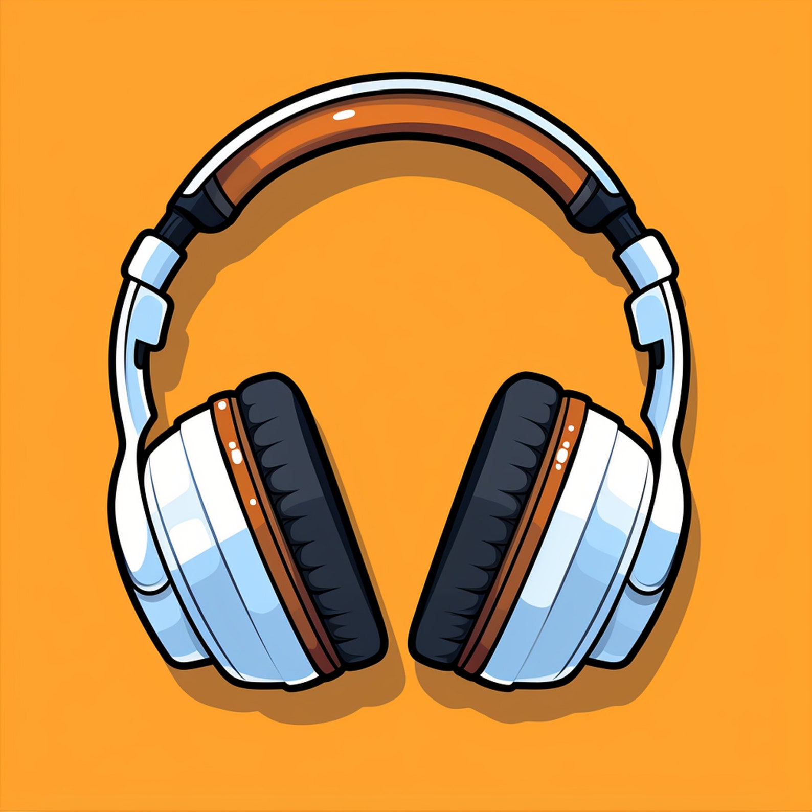 Die Cut Stickers: Pair of White and Orange Headphones Sticker - Etsy