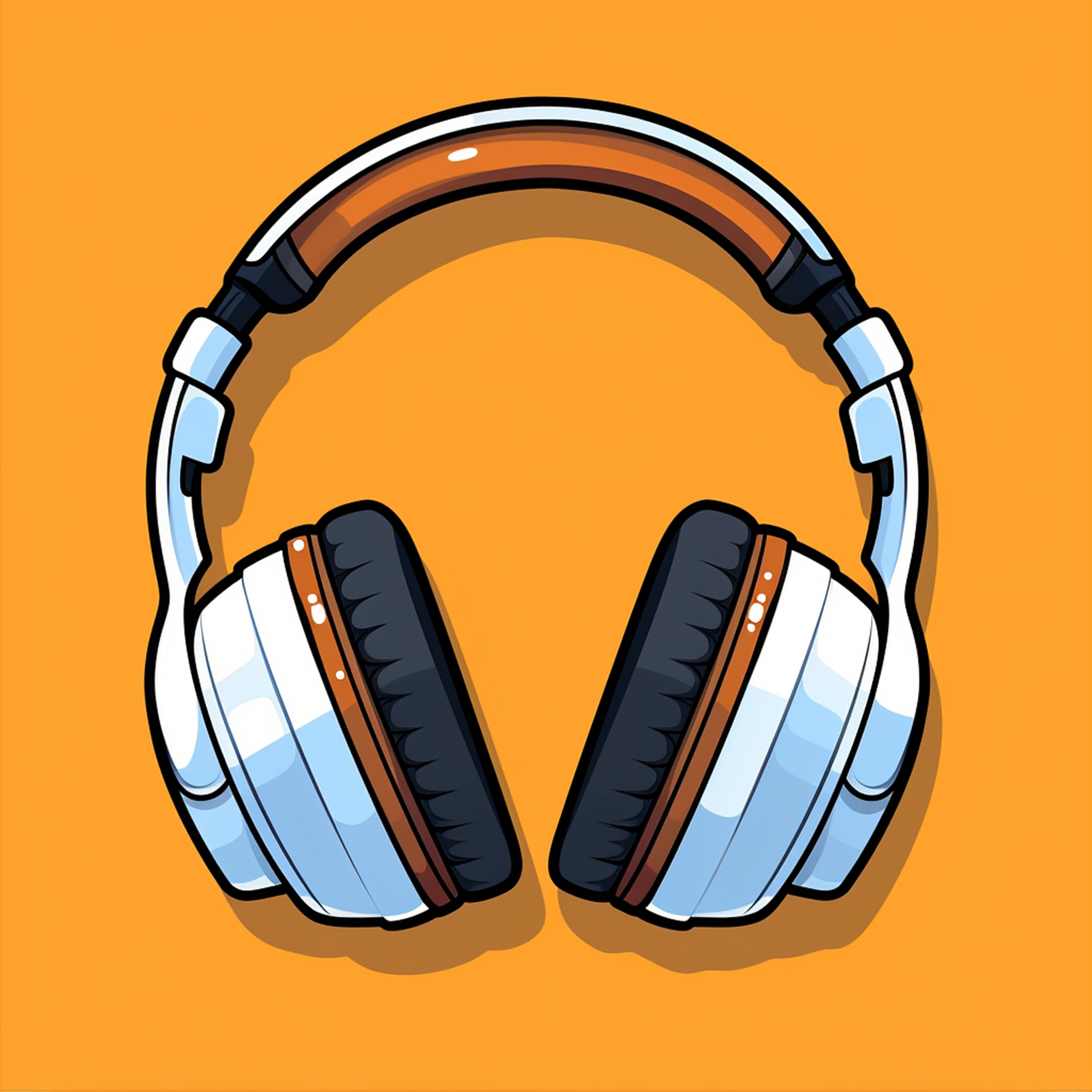 Die Cut Stickers: Pair of White and Orange Headphones Sticker - Etsy