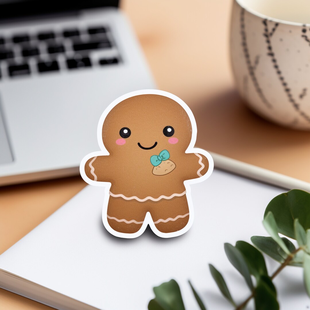 Holiday Stickers: Cute Gingerbread Cookie With a Cozy Smile Sticker ...