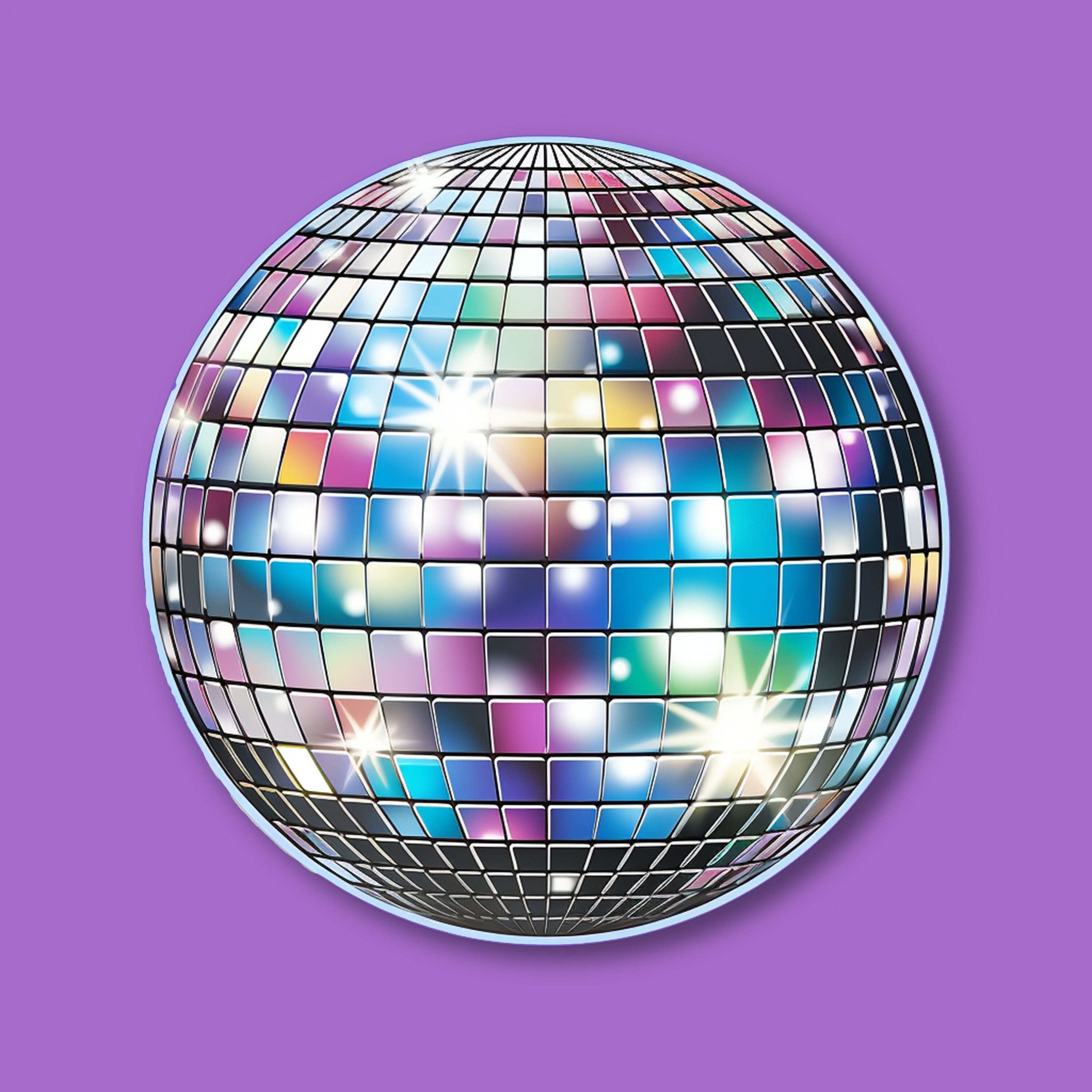 Kiss-cut Sticker: Groovy Colorful Disco Ball Sticker - Etsy