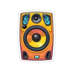 Kiss-cut Sticker: Cool Orange and Blue Speaker Sticker - Etsy