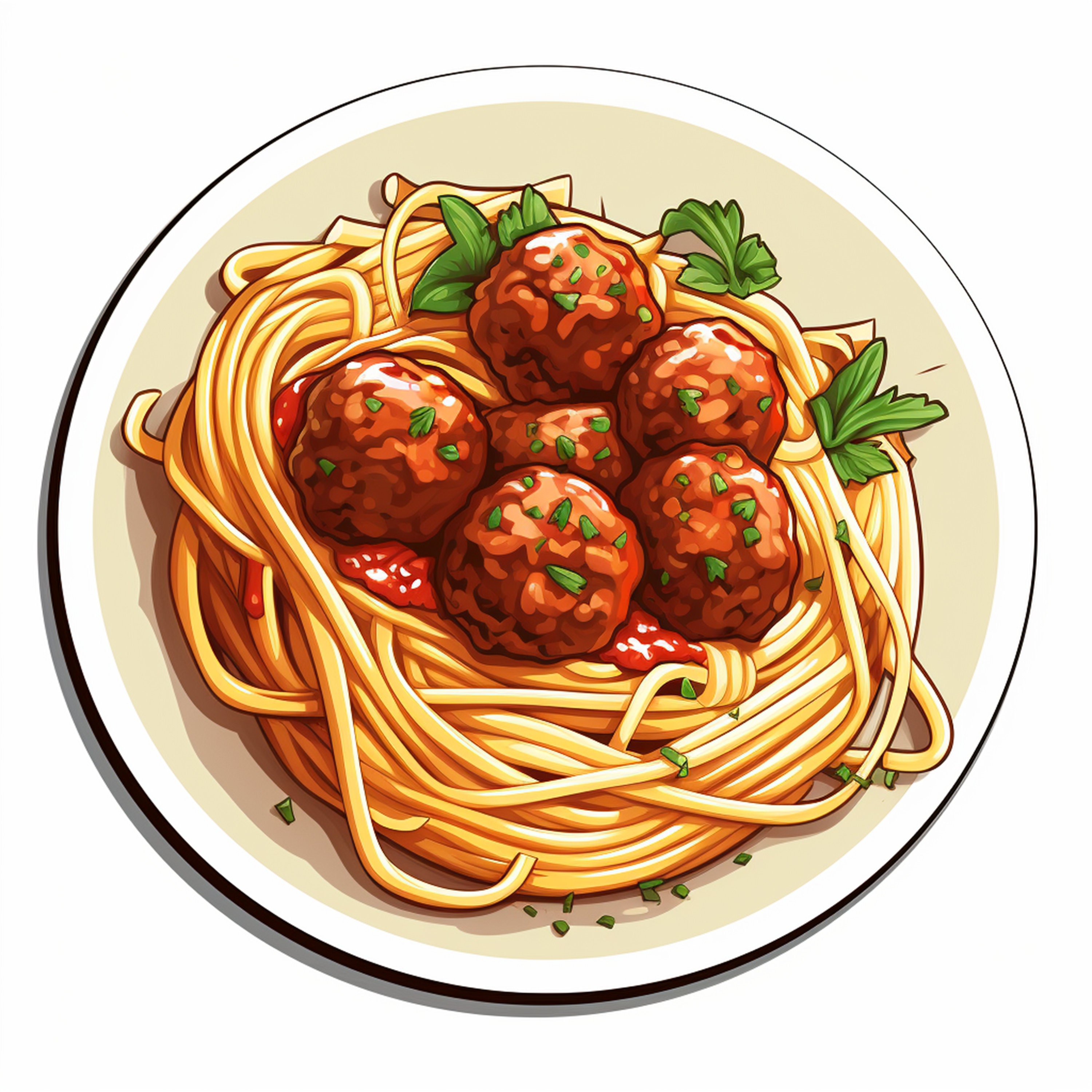 A Bowl of Spaghetti and Meatballs Sticker - Die-cut Sticker ...