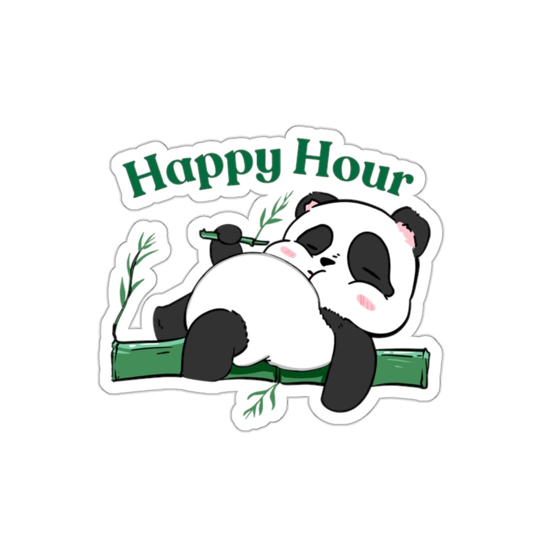 Drunk, Lazy Panda Sticker "happy Hour" - Die-cut Sticker - Waterproof ...