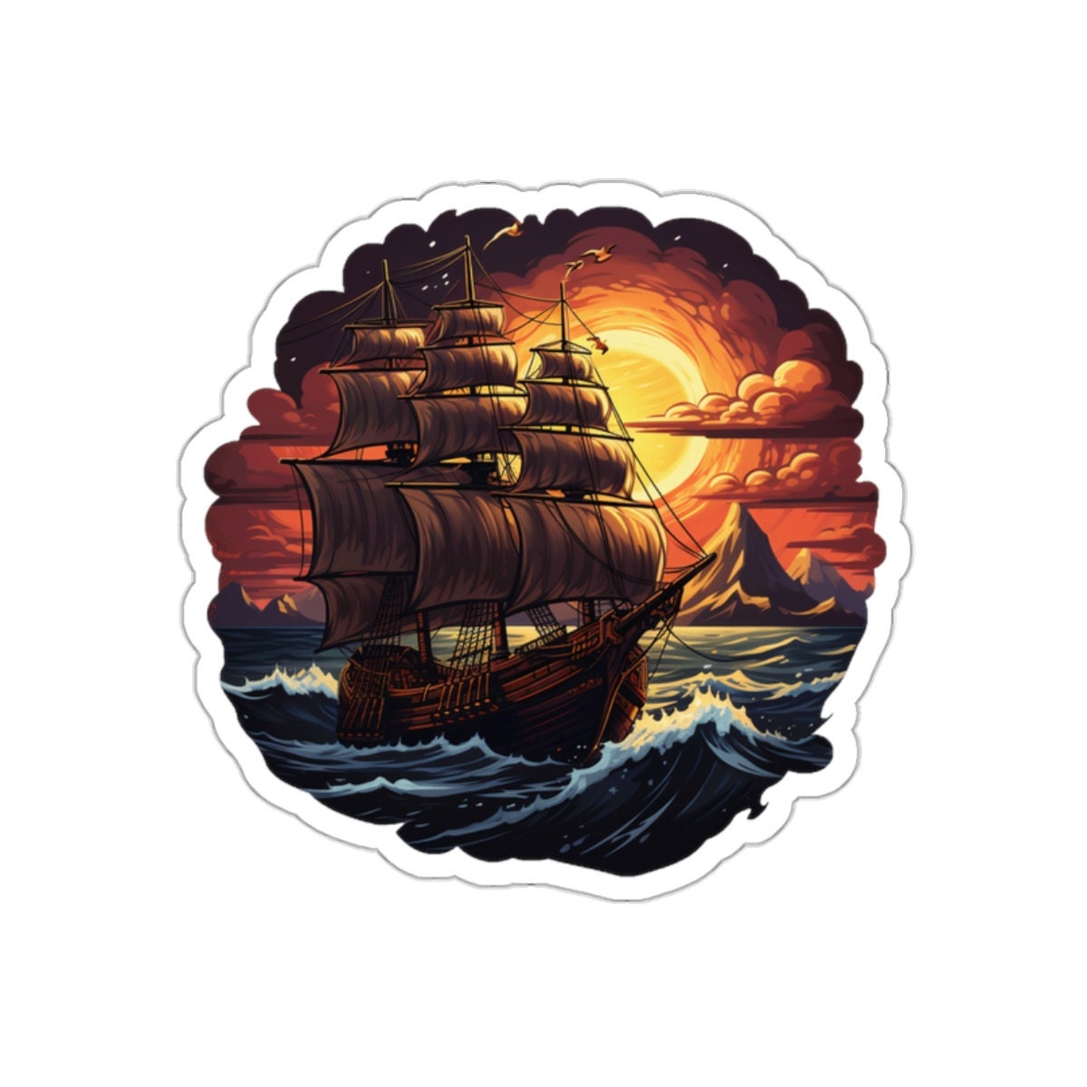 Pirate Ship Die Cut Sticker - Etsy