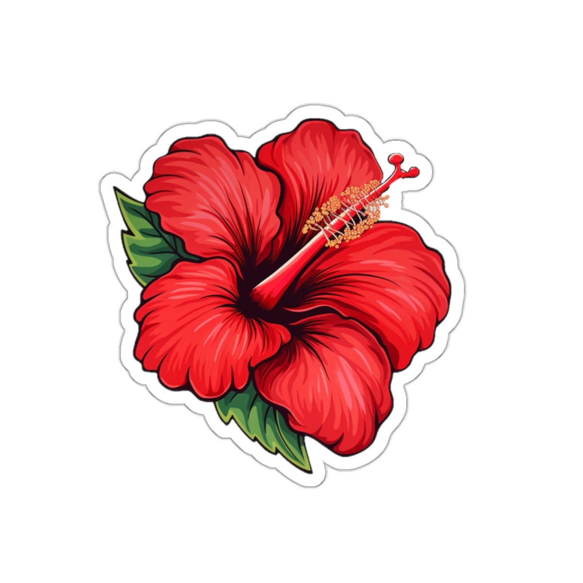 Die-cut Sticker: Vibrant Red Hibiscus Flower Sticker - Etsy