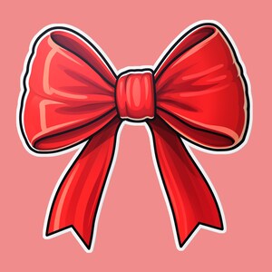 Kiss-cut Sticker: Classic Red Holiday Bow Sticker - Etsy