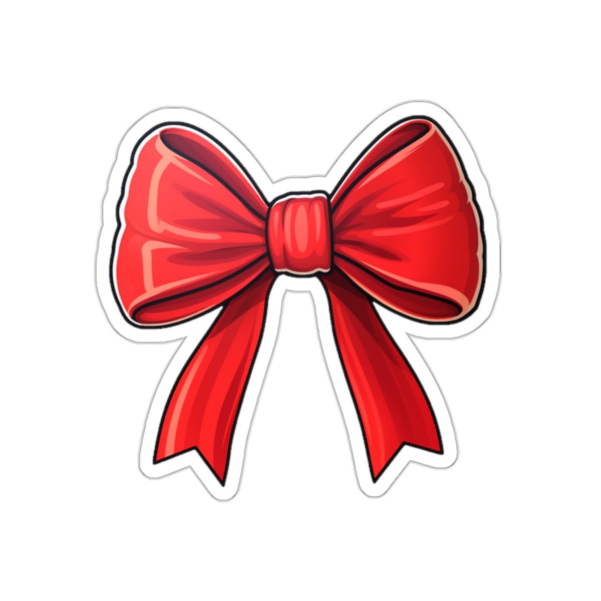 Kiss-cut Sticker: Classic Red Holiday Bow Sticker - Etsy