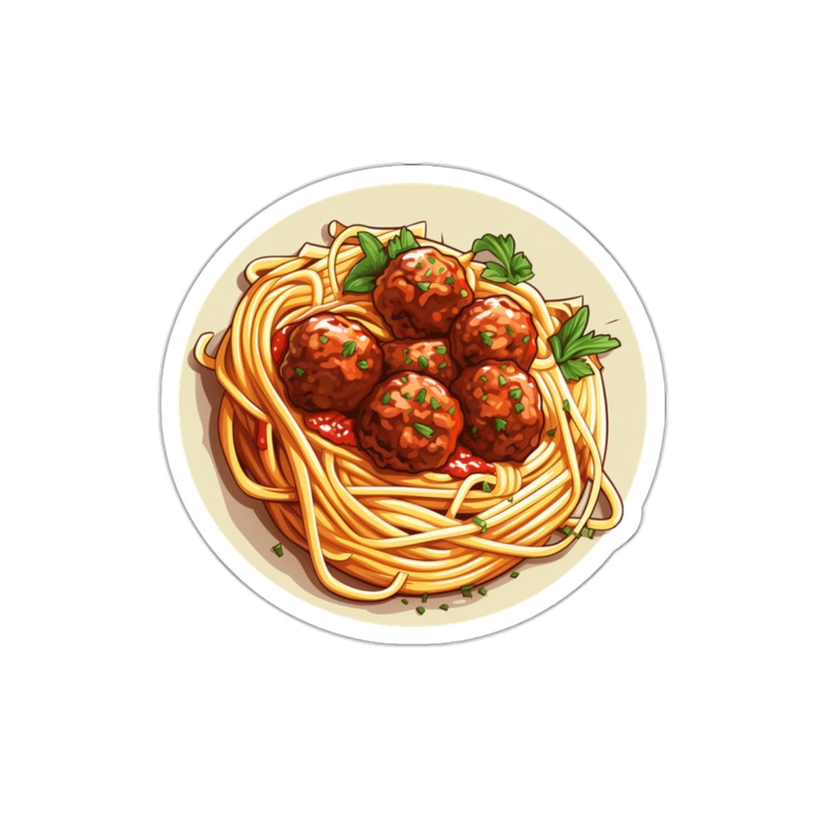 A Bowl of Spaghetti and Meatballs Sticker Die-cut Sticker Waterproof ...
