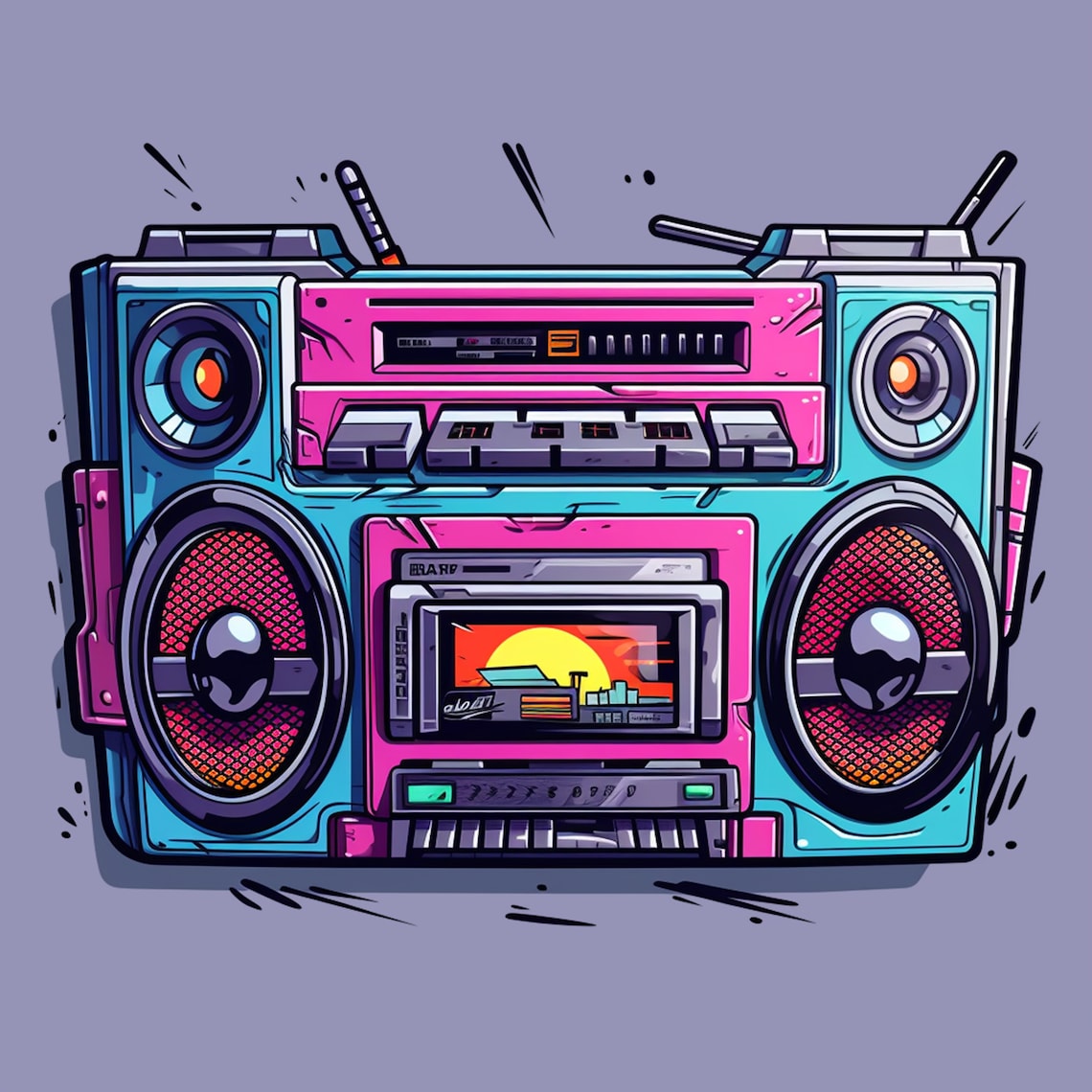 Retro Colorful Boombox Die Cut Sticker - Etsy