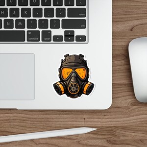 Die Cut Stickers: Orange and Black Gas Mask Sticker - Etsy