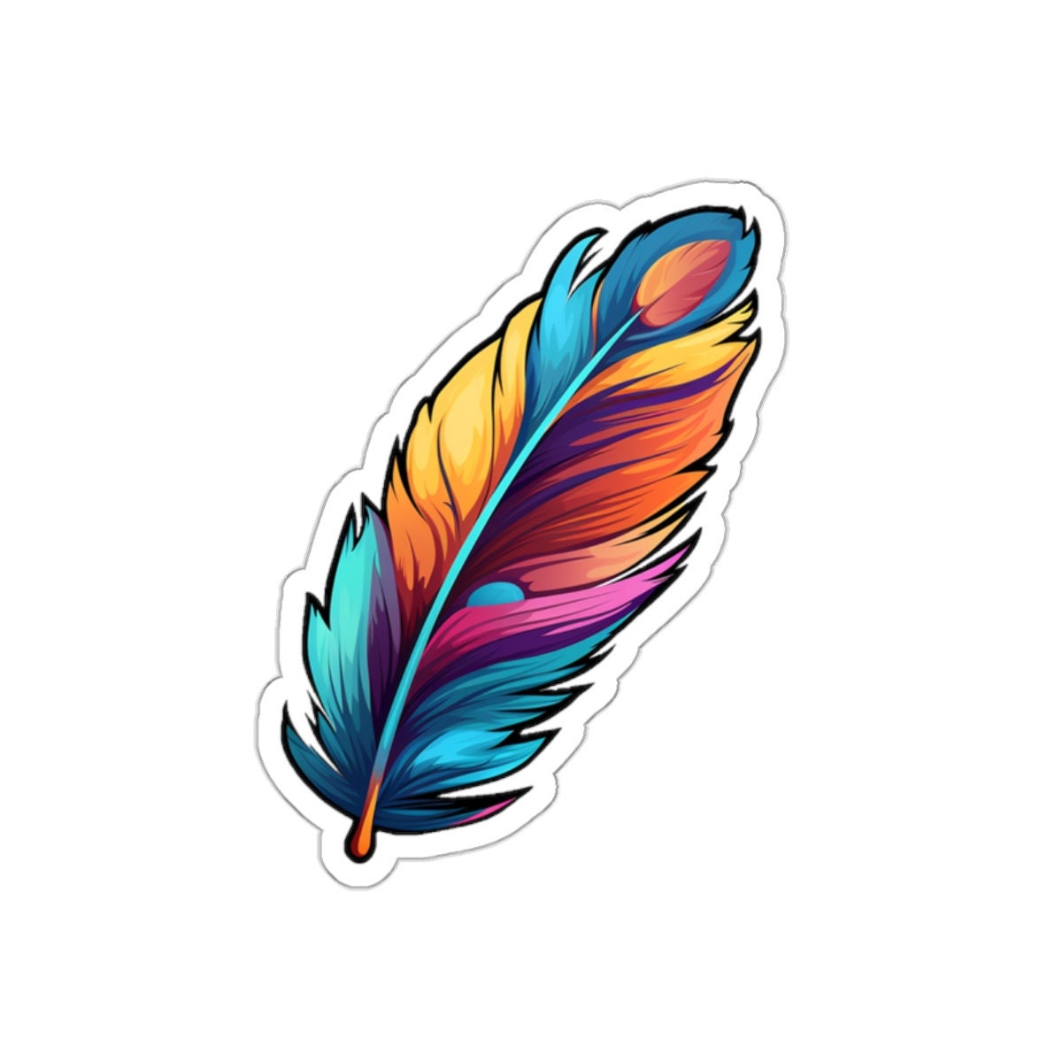 Colorful Feather Die Cut Sticker - Etsy