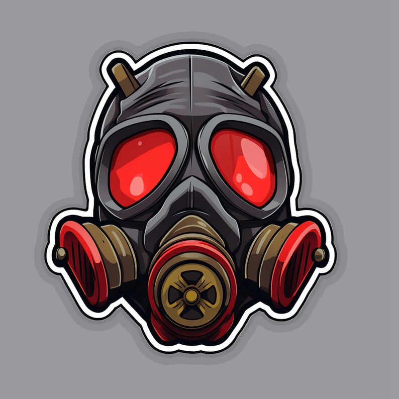 Black, Red, and Tan Gas Mask Die Cut Sticker - Etsy