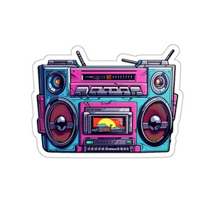 Retro Colorful Boombox - Die Cut Sticker - Etsy