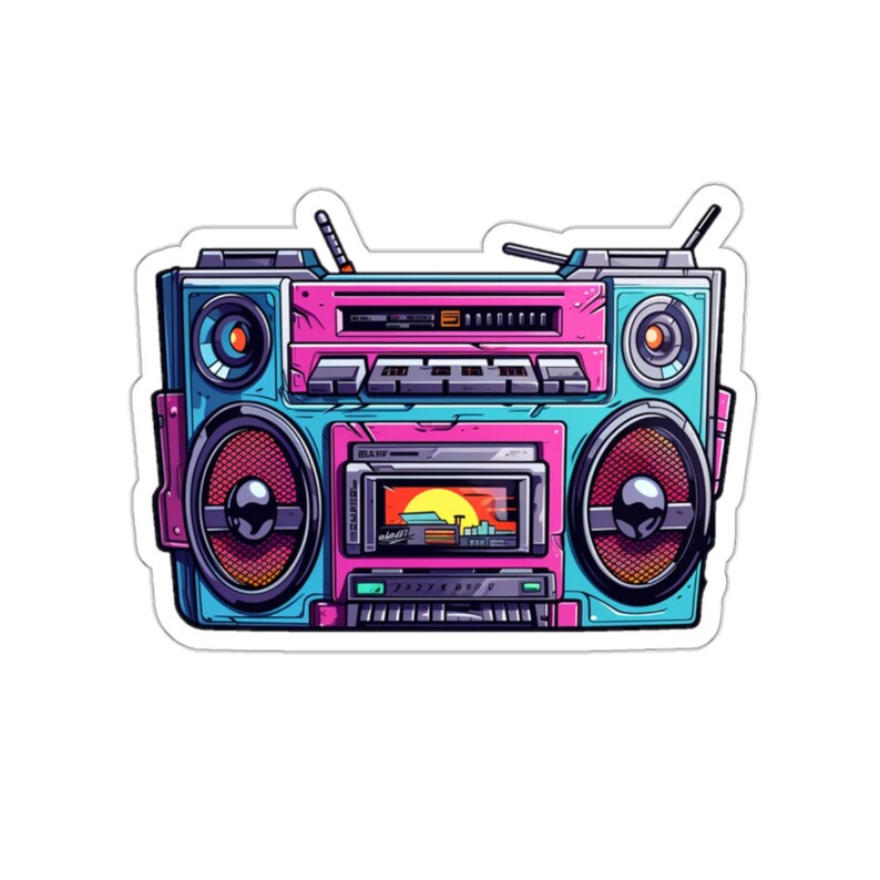 Retro Colorful Boombox Die Cut Sticker - Etsy