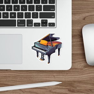 Die Cut Stickers: Elegant Orange and Grey Grand Piano Sticker - Etsy