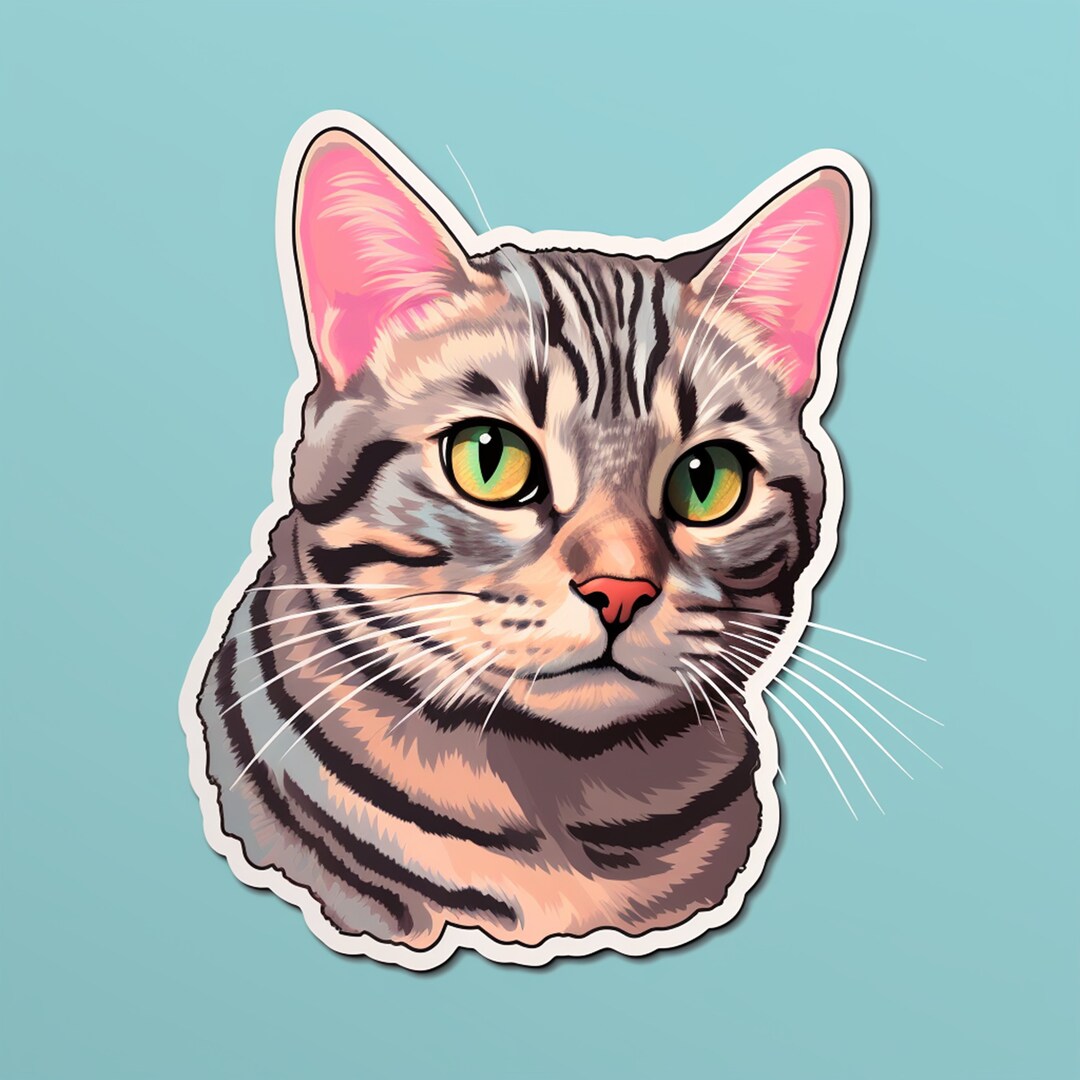 Die Cut Stickers: Shorthair Cat Sticker With Pink Ears - Etsy