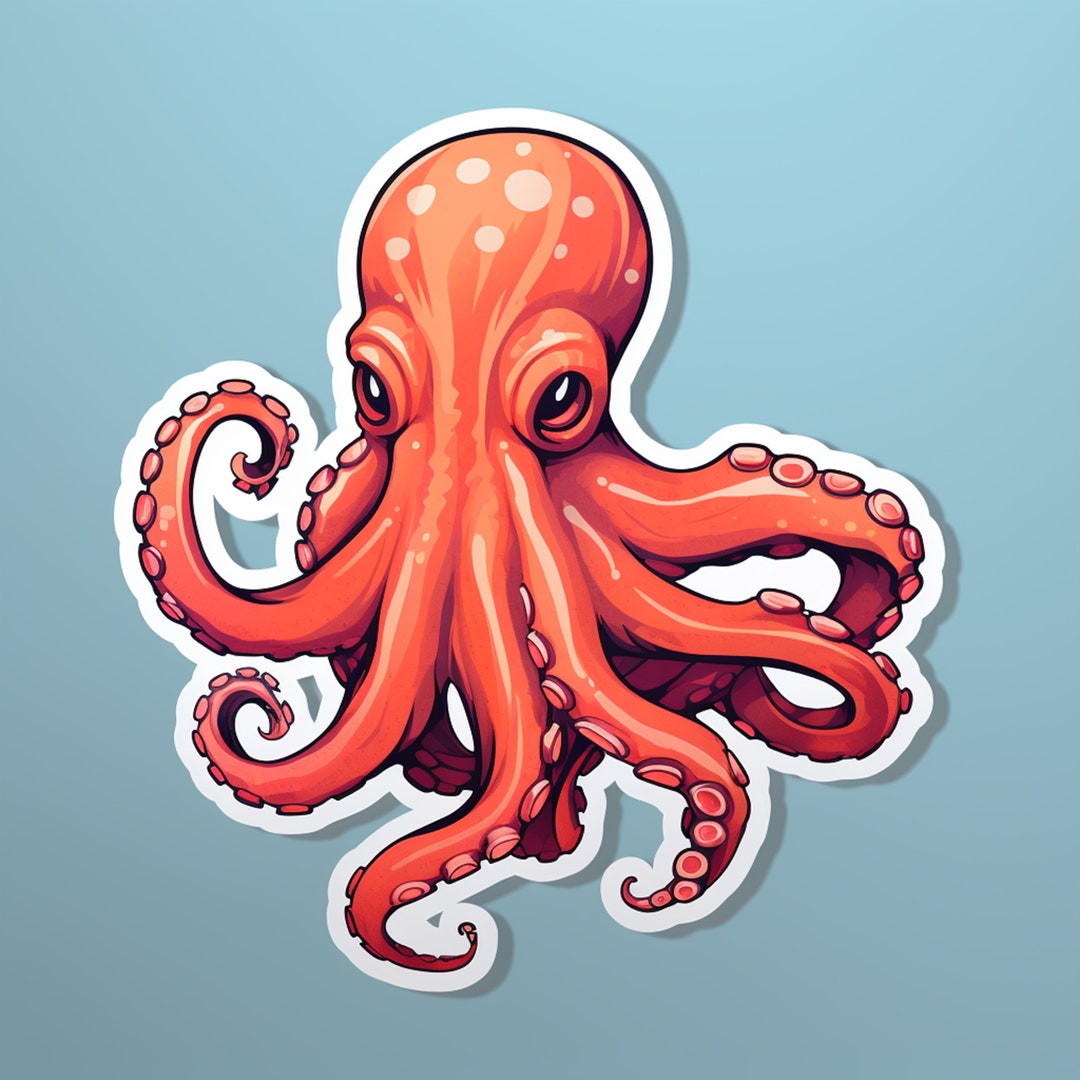 Orange Octopus - Die Cut Sticker - Etsy