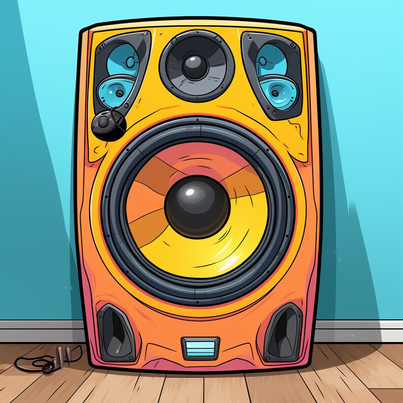 Kiss-cut Sticker: Cool Orange and Blue Speaker Sticker - Etsy