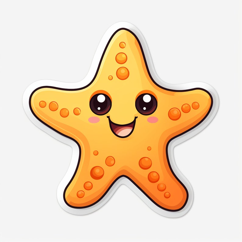 Smiling Starfish Sticker - Die-cut Sticker - Perfect for Gifts ...