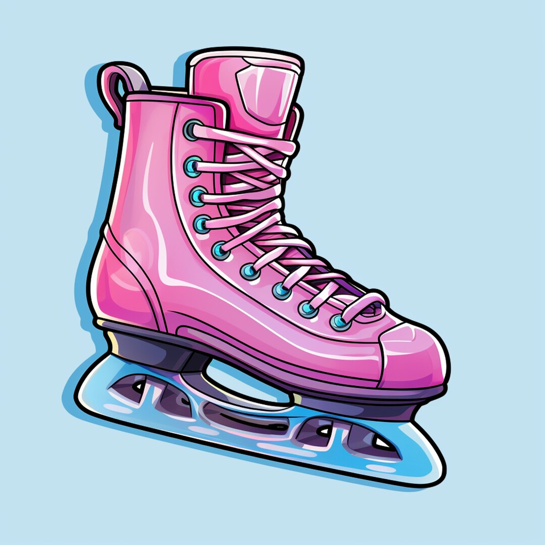 Pink and Blue Ice-skates - Die Cut Sticker - Etsy