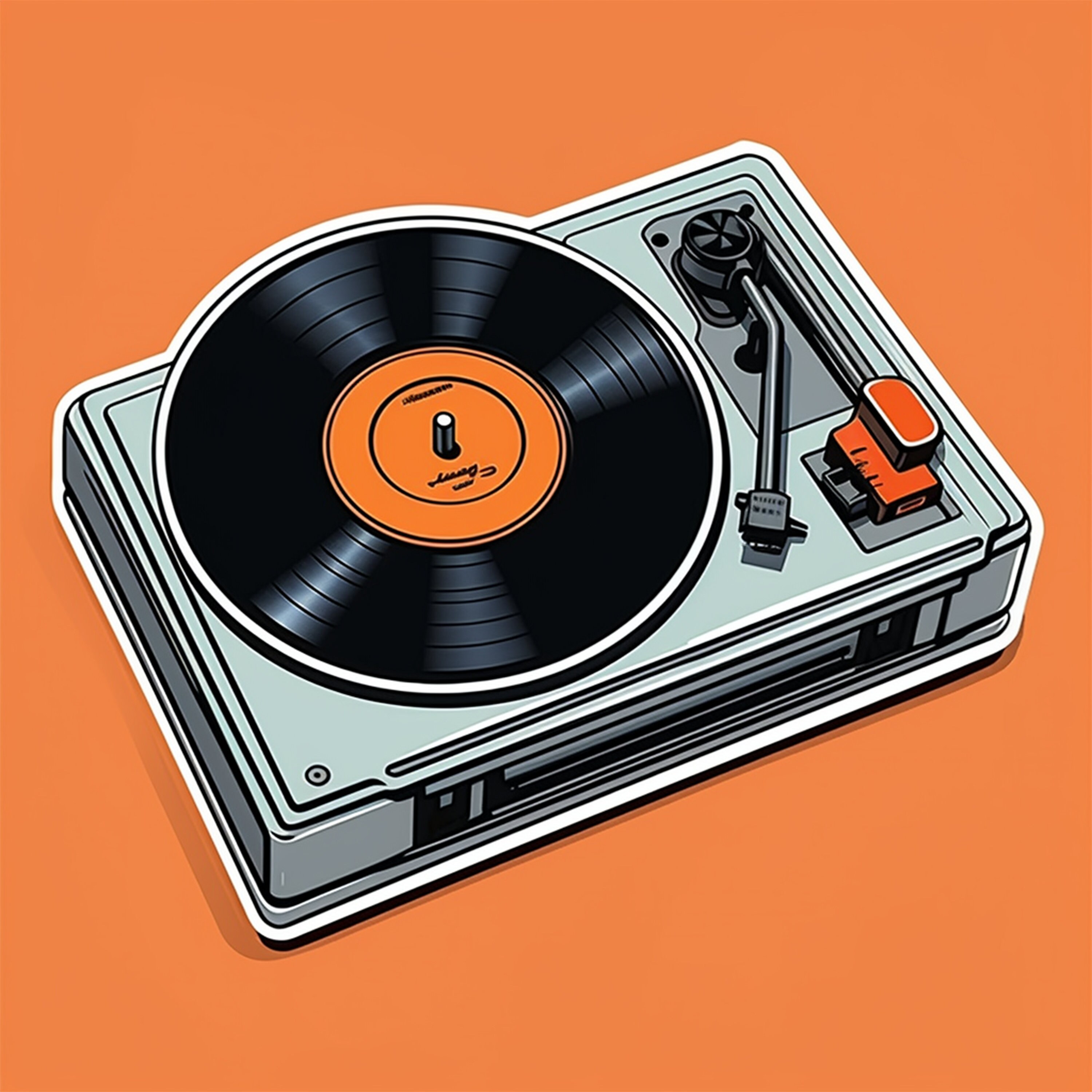 Kiss-cut Sticker: Slick Retro Record Player Sticker - Etsy
